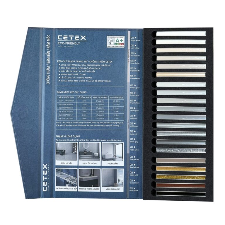 Bảng mẫu màu keo chít mạch, keo chà ron 2 thành phần CETEX – Chuyên Keo ...